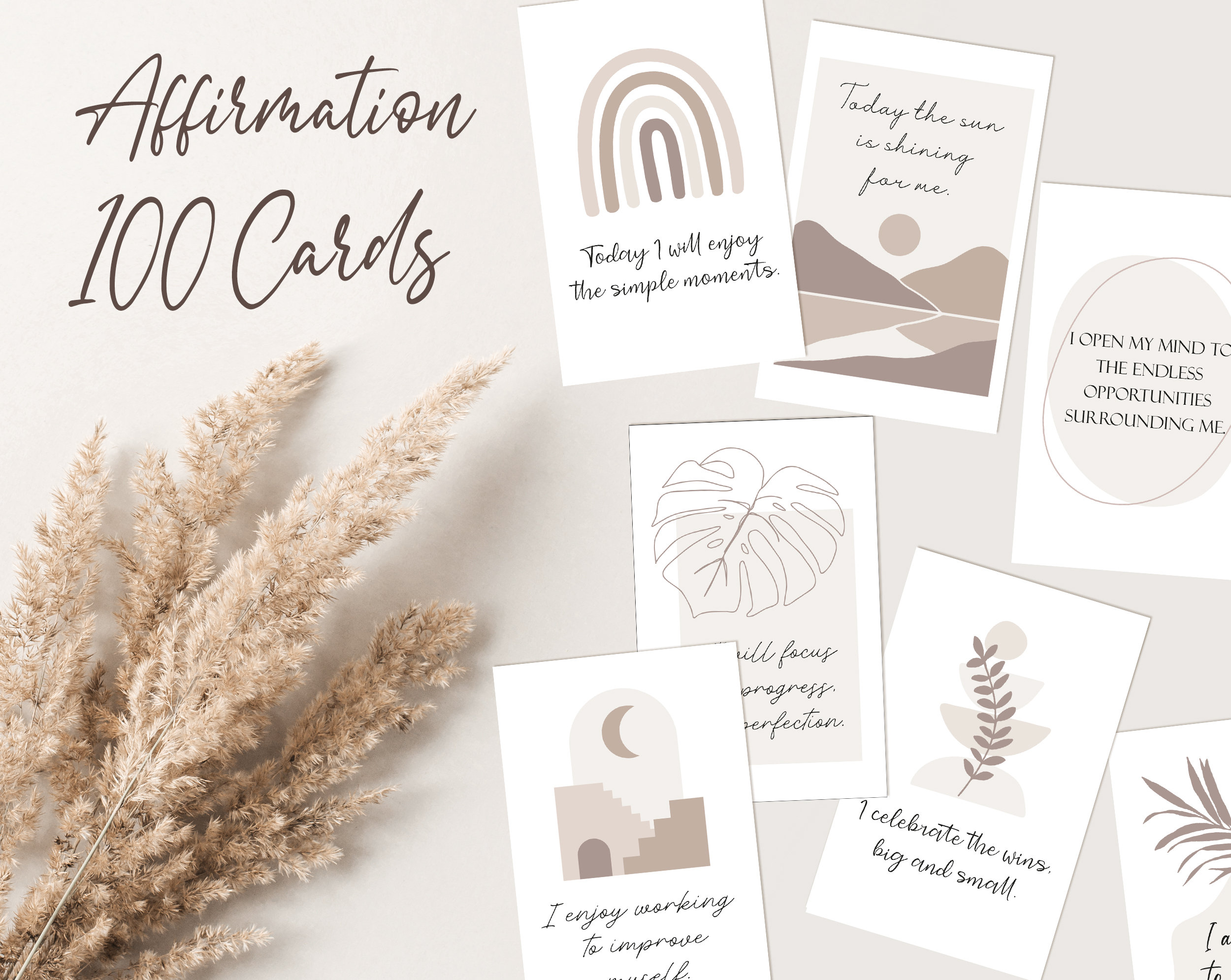 Boho Affirmation Cards Printable Affirmations Motivational - Etsy