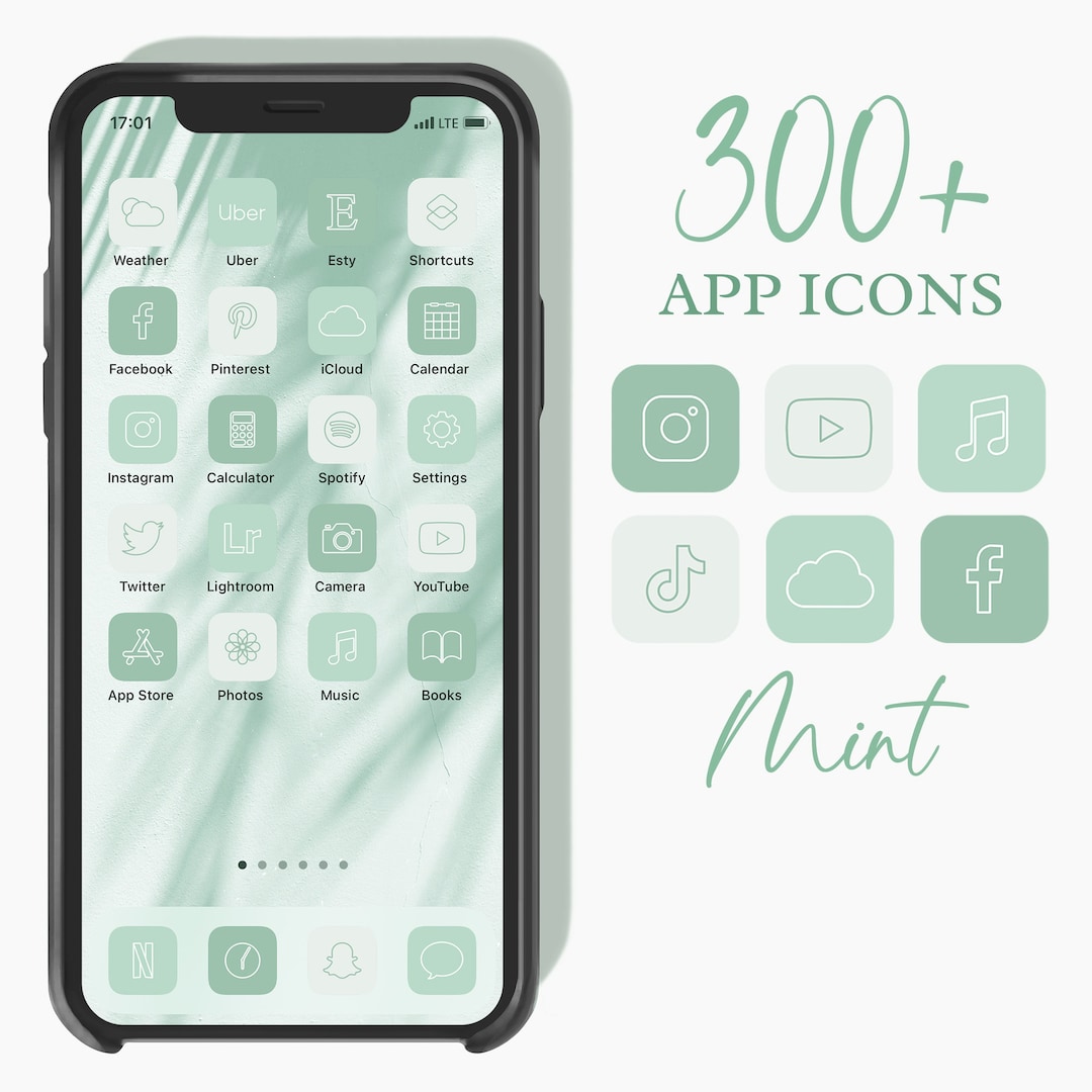 300 Mint App Icons, Ios 14 Soft Green Icons, Green Aesthetic Icon ...