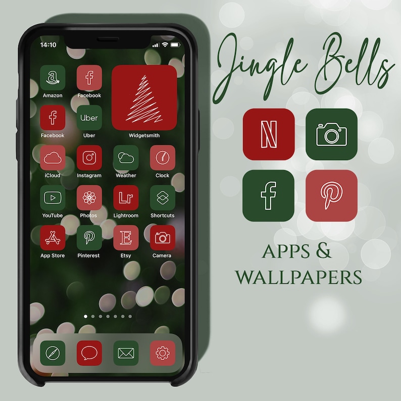 Christmas App Icons App Icons Xmas Winter Green Red | Etsy