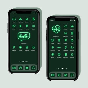 Green Neon App Icons, Neon Aesthetic Ios 14 Icons, iPhone Icon Pack ...