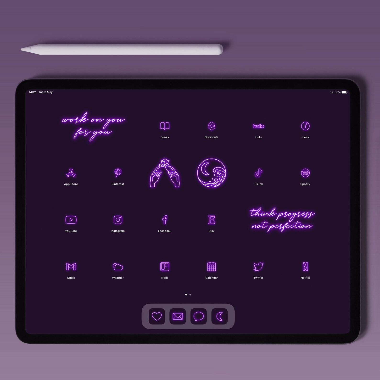 Purple Neon Ipad Desktop Icons Neon Aesthetic Ipad App Icons - Etsy