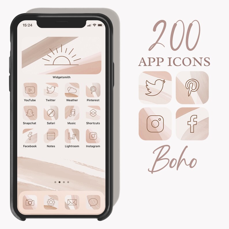 200 Boho App Icons Ios 14 Minimalist Icons Cream Beige - Etsy
