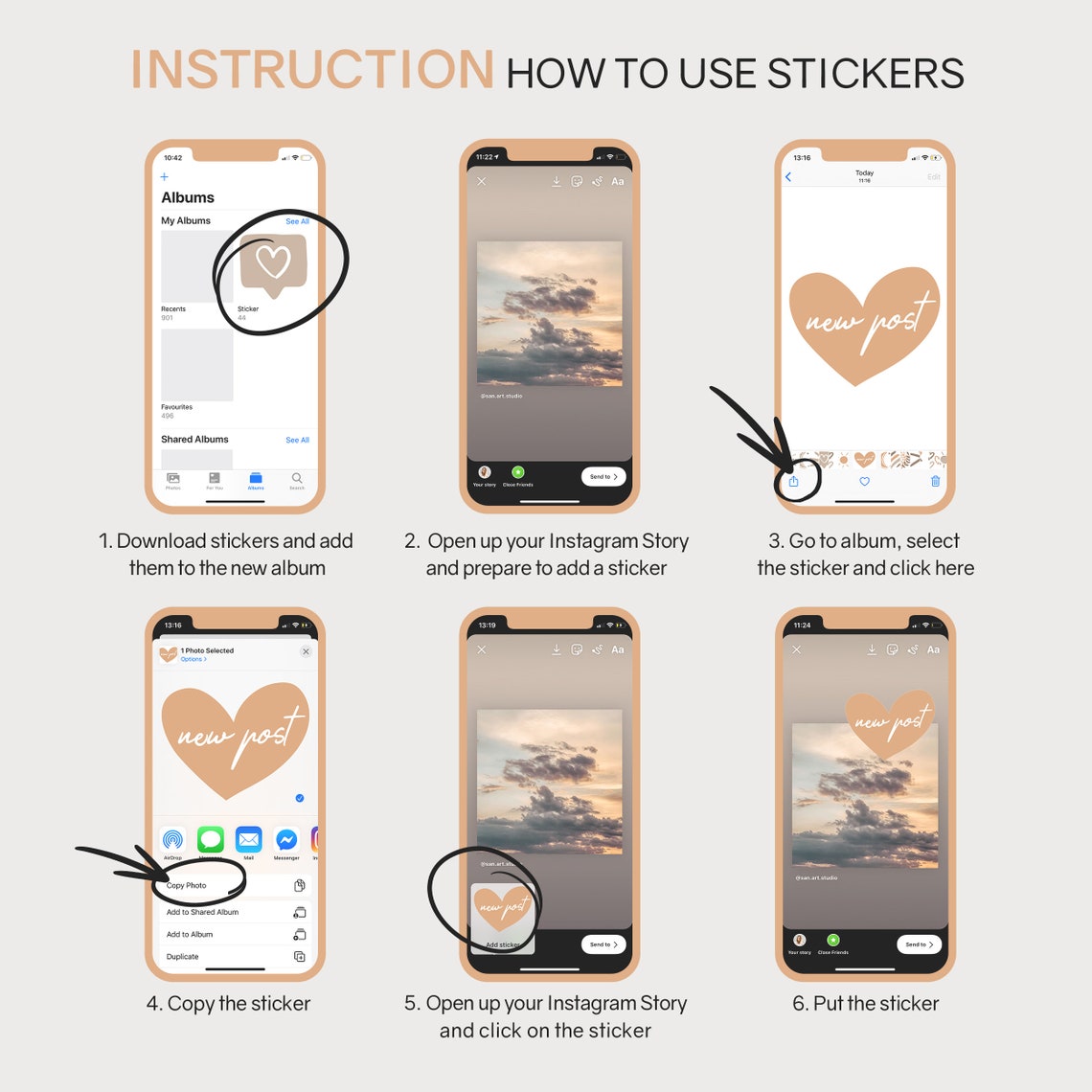 Instagram Story Stickers Boho Instagram Templates Beige - Etsy Polska