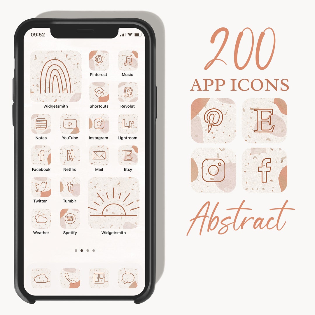 200 Abstract App Icons, Ios 14 Minimalist Icons, Cream Beige Aesthetic ...