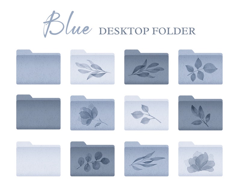 Blue Desktop Icons, Desktop Folder Icons for Mac and Windows, Aesthetic ...