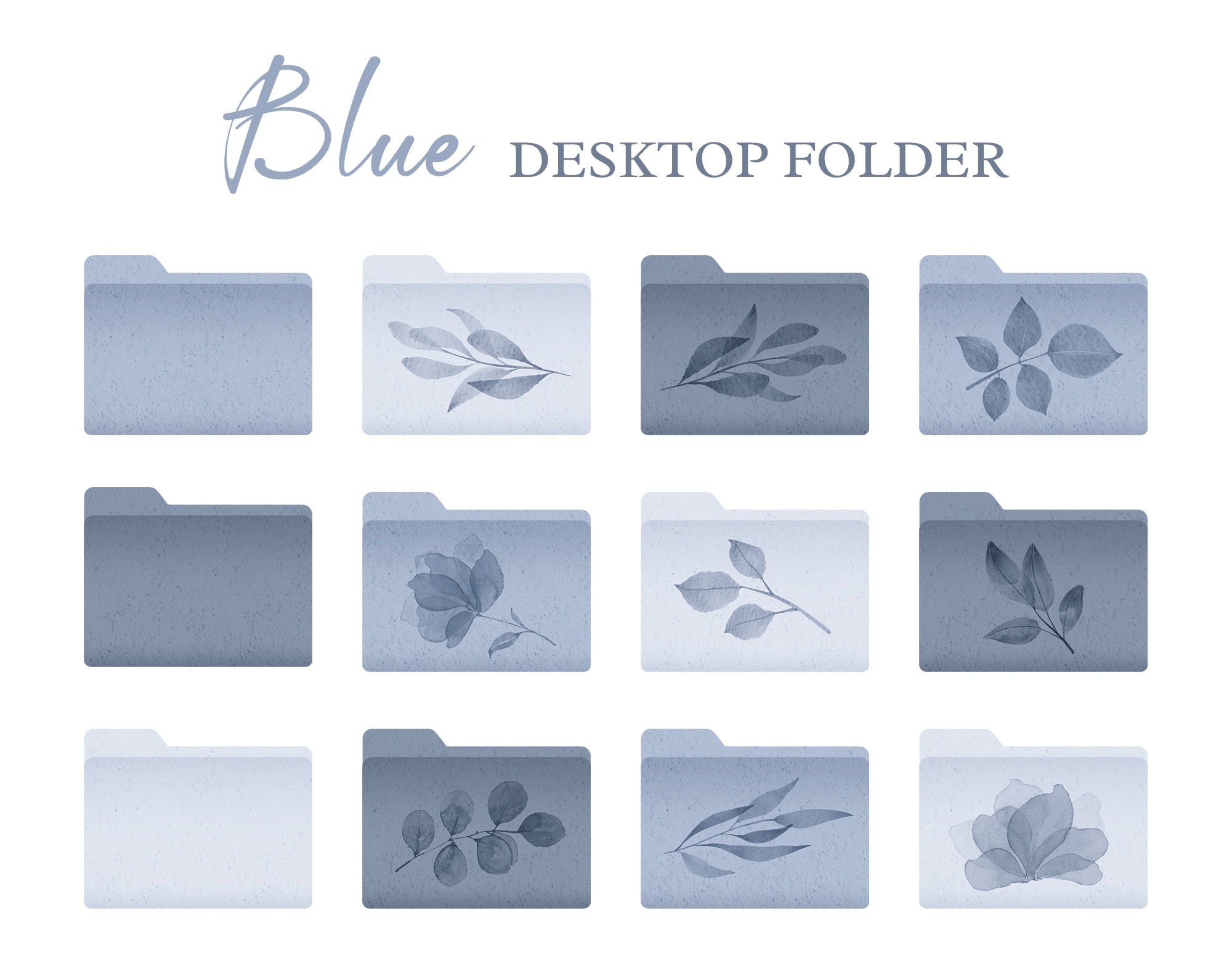 Blaue Desktop-Symbole, Desktop-Ordner-Symbole für Mac und Windows ...