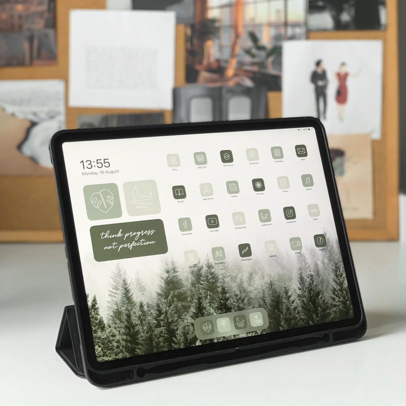 Boho Green Ipad Desktop Icons Green Ipad App Icons Boho Ios | Etsy