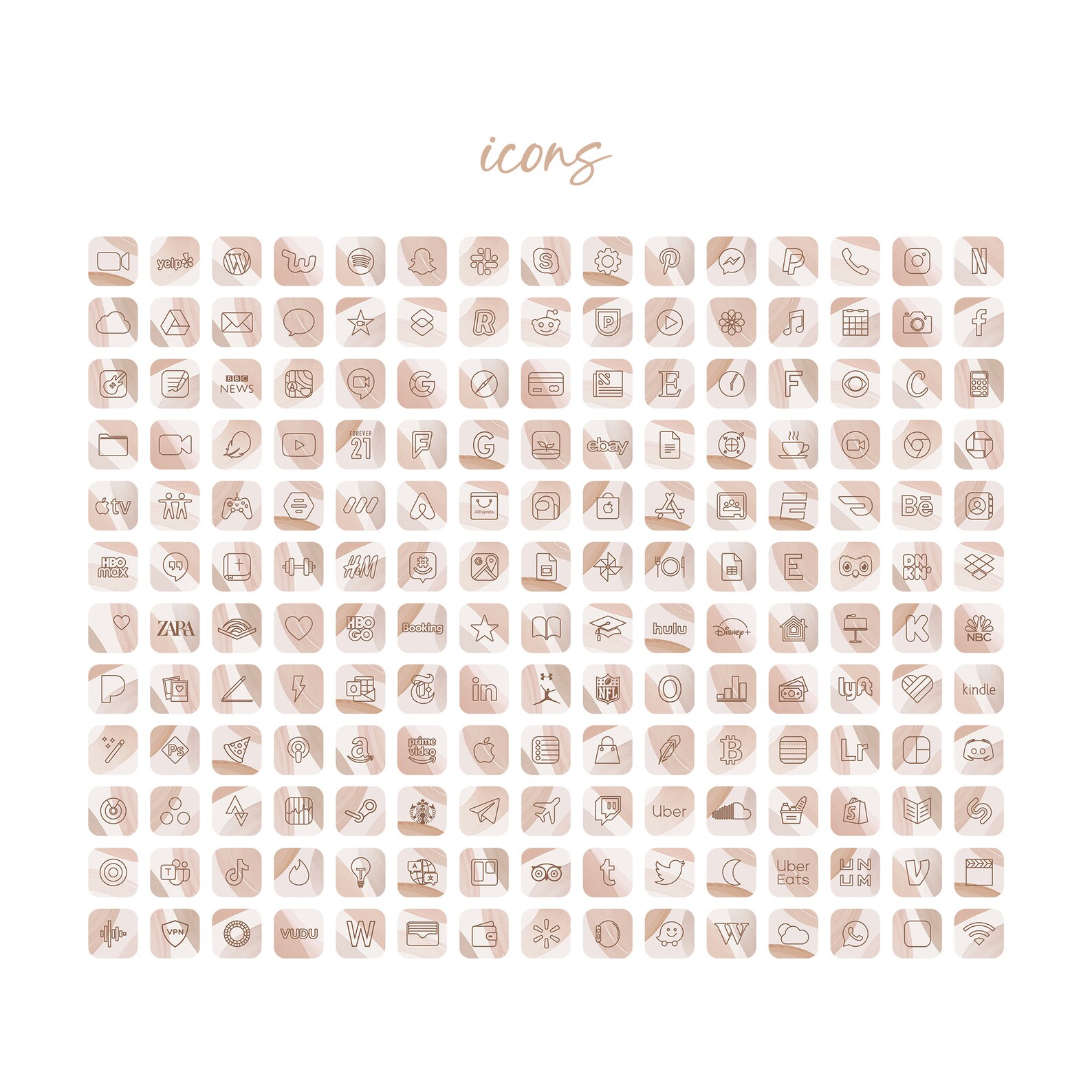 200 Boho App Icons iOS 14 Minimalist Icons Cream Beige | Etsy