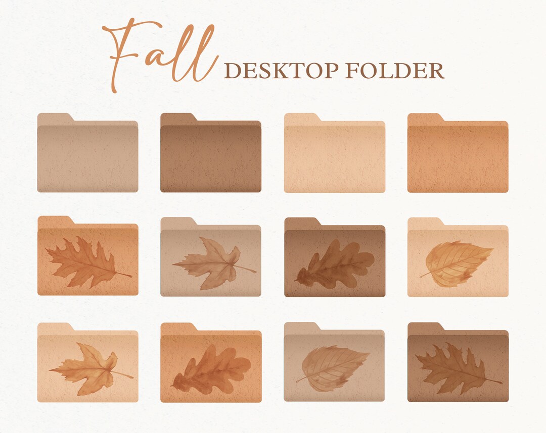 Fall Desktop Folder Icons, Desktop Folders Mac and Windows, Brown Beige ...