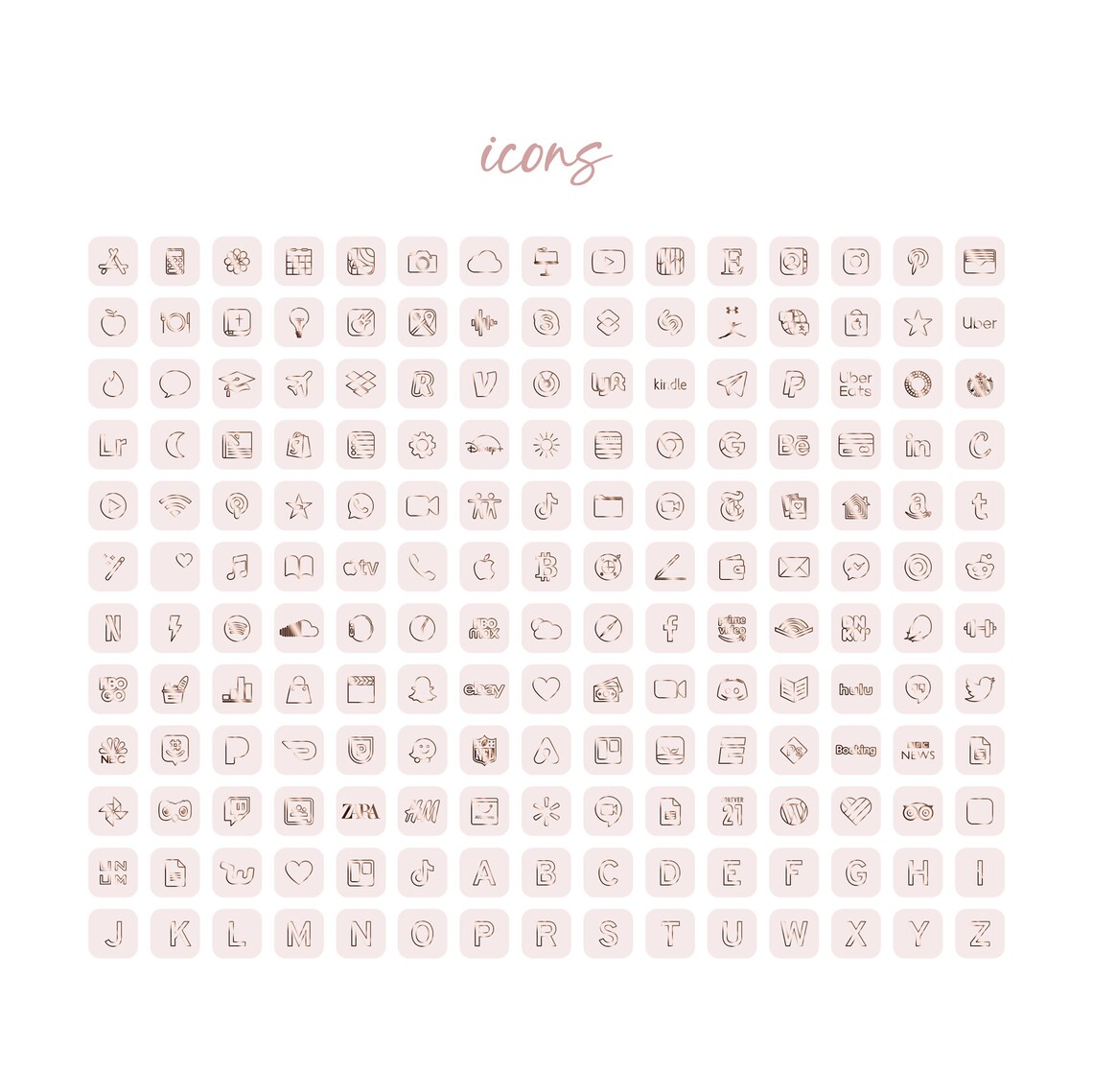 Rose Gold Ios App Icons Ios 14 App Covers Aesthetic Iphone | Etsy