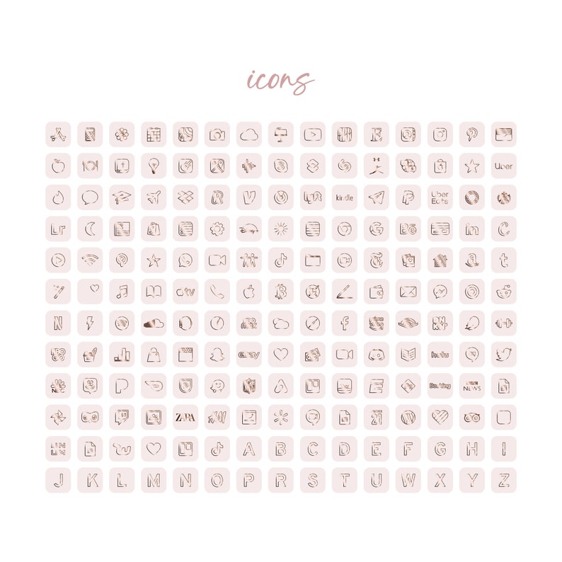 Rose Gold Ios App Icons Ios 14 App Covers Aesthetic Iphone - Etsy