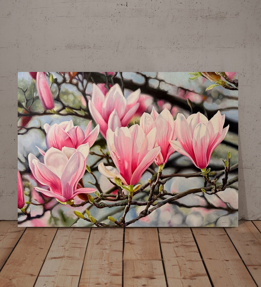 Magnolia Painting Original Oil Painting Macro Botanical - Etsy