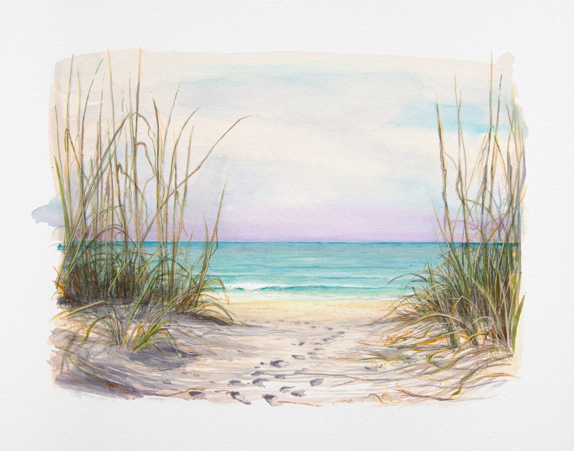 Beach 6 Watercolor Print, Coastal Beach Art, Seaside Decor - Etsy