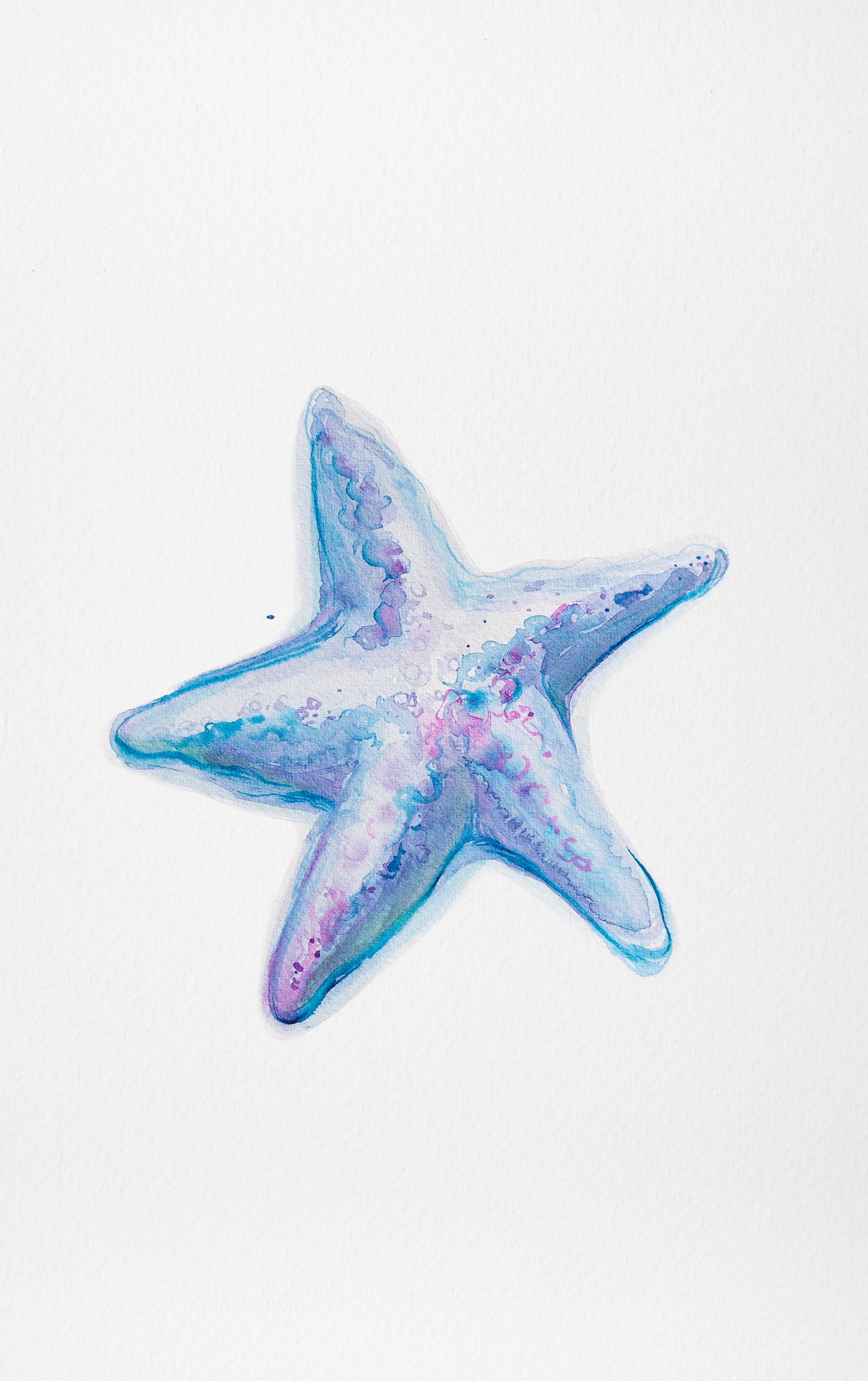 Blue Starfish Watercolor Print, Coastal Beach Art, Seaside Decor - Etsy