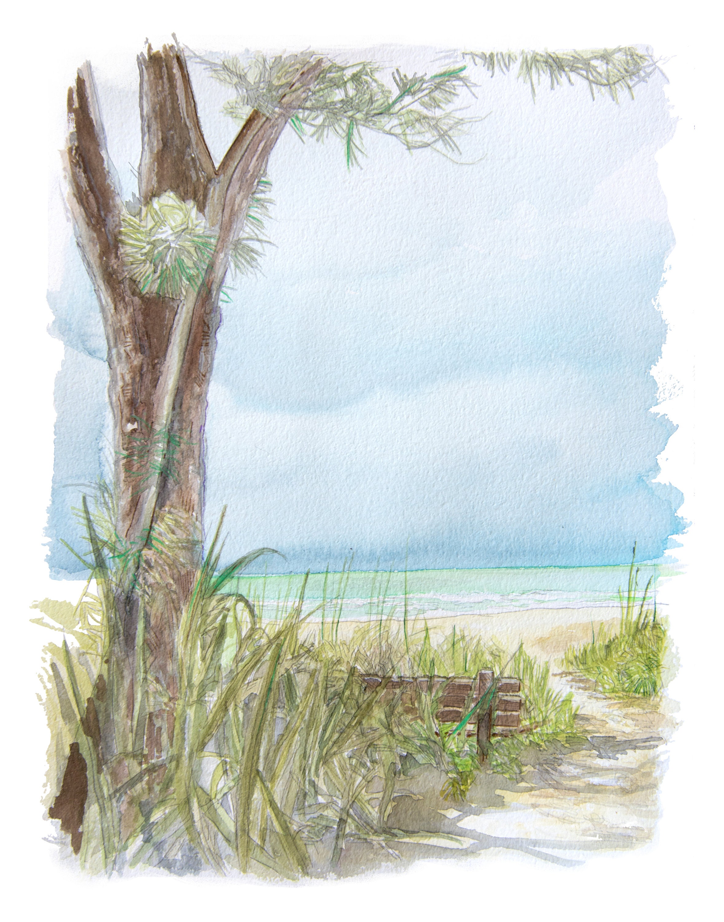 Pathway to the Beach Watercolor Print, Coastal Beach Art, Seaside Decor ...