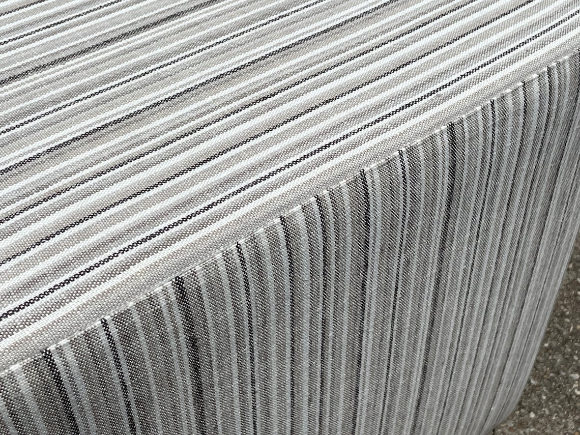 New Square Cube Ottoman Footstool Pouf Stool Designer Striped Fabric ...