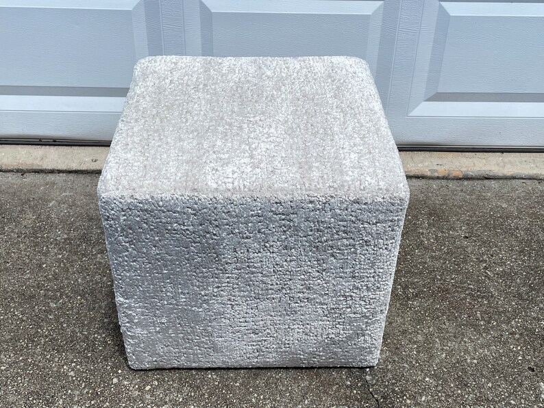 New Square Cube Ottoman Footstool Pouf Stool Designer off White Boucle ...