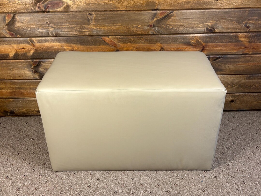 New Rectangular Ottoman Footstool Pouf Stool Designer Genuine Ivory ...