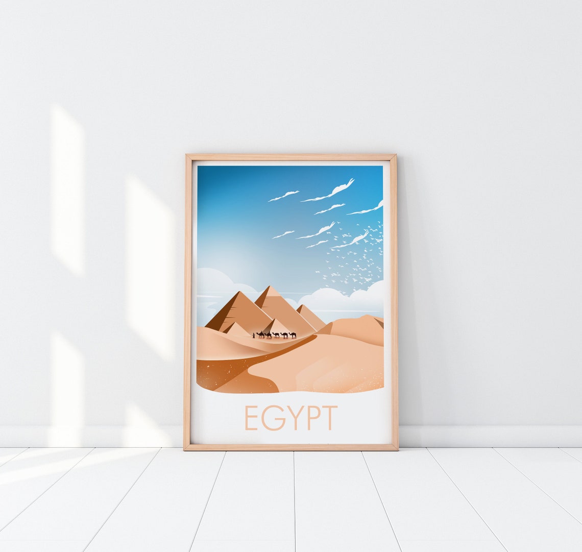 Great Pyramid of Giza Art Print Egypt Poster Print Travel - Etsy UK