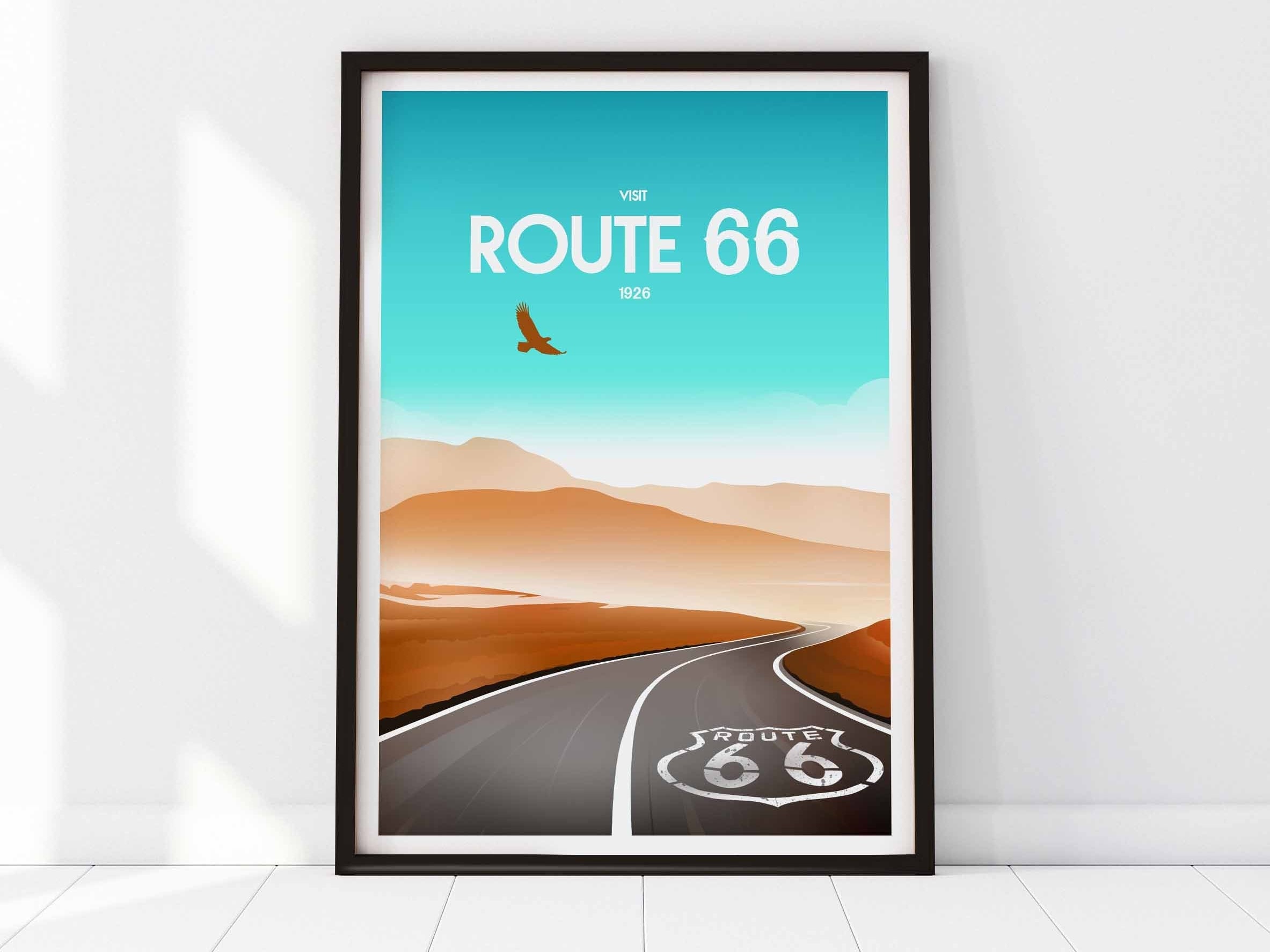 US Route 66 Poster Print Route 66 Wall Art Travel Poster | Etsy