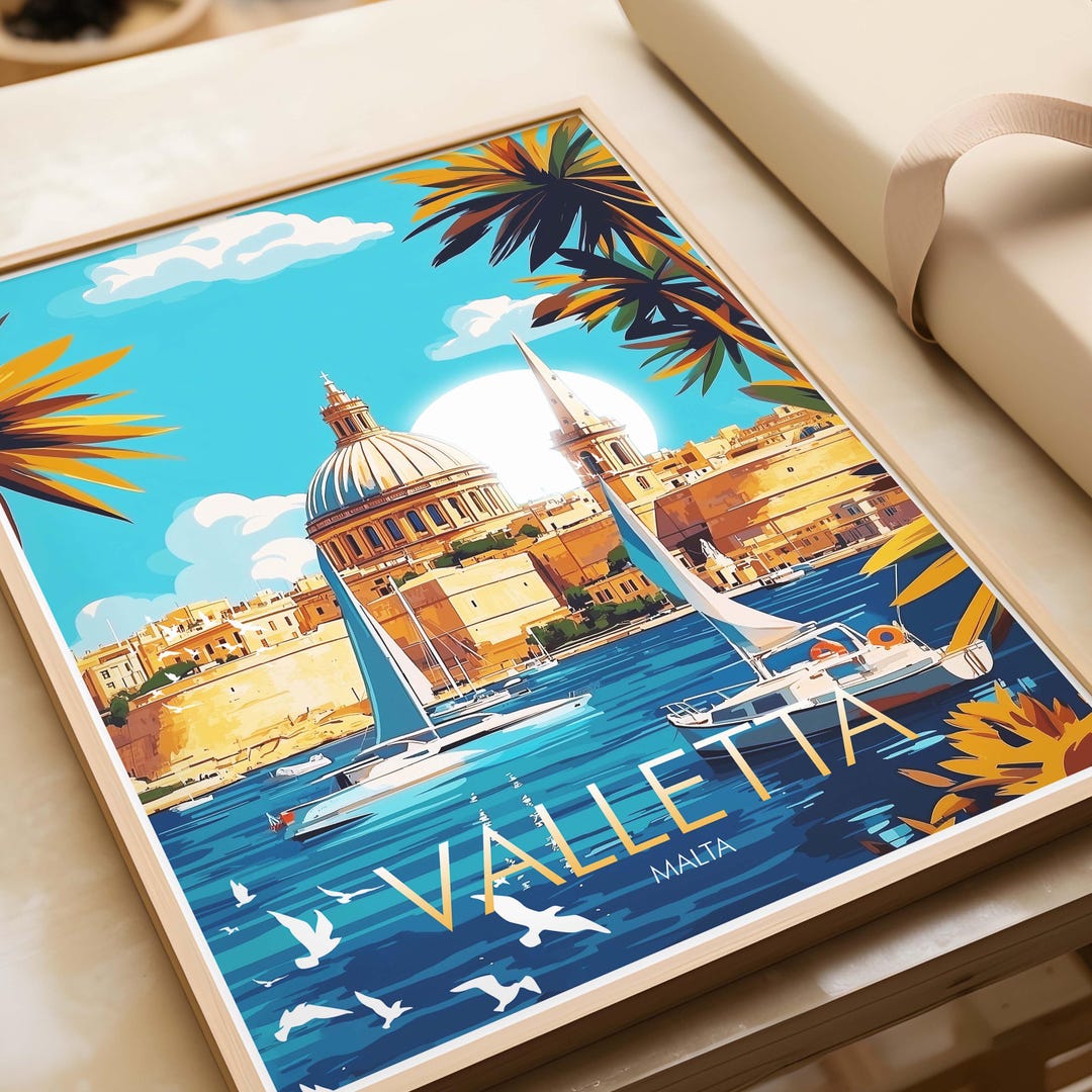 Valletta Traditional Travel Print, Valletta Malta, Malta Poster, Travel ...