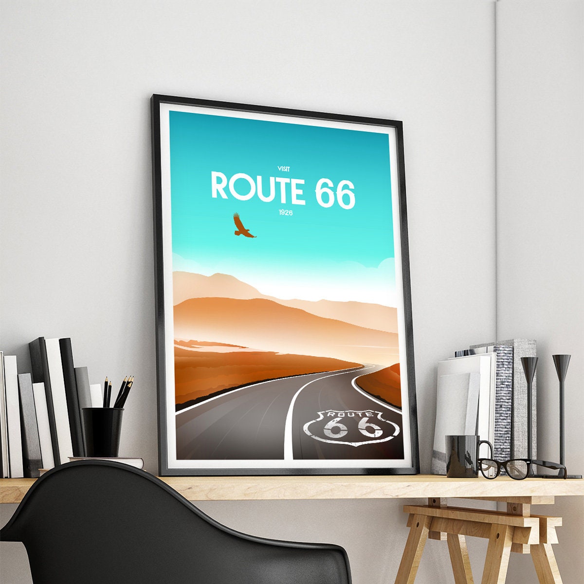 US Route 66 Poster Print Route 66 Wall Art Travel Poster | Etsy