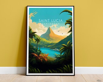 Caribbean Art St. Lucia Travel Poster Mid Century Modern Wall Art St ...