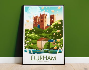 Durham Travel Print, Durham Cathedral, County Durham Wall Art, Travel ...