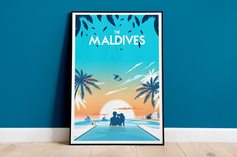 Visit the Maldives Poster Print Maldives Beach Art Print - Etsy UK