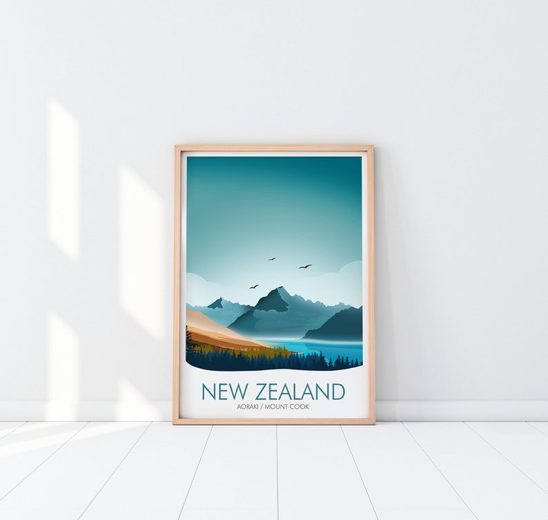 New Zealand Print, Mount Cook - Etsy