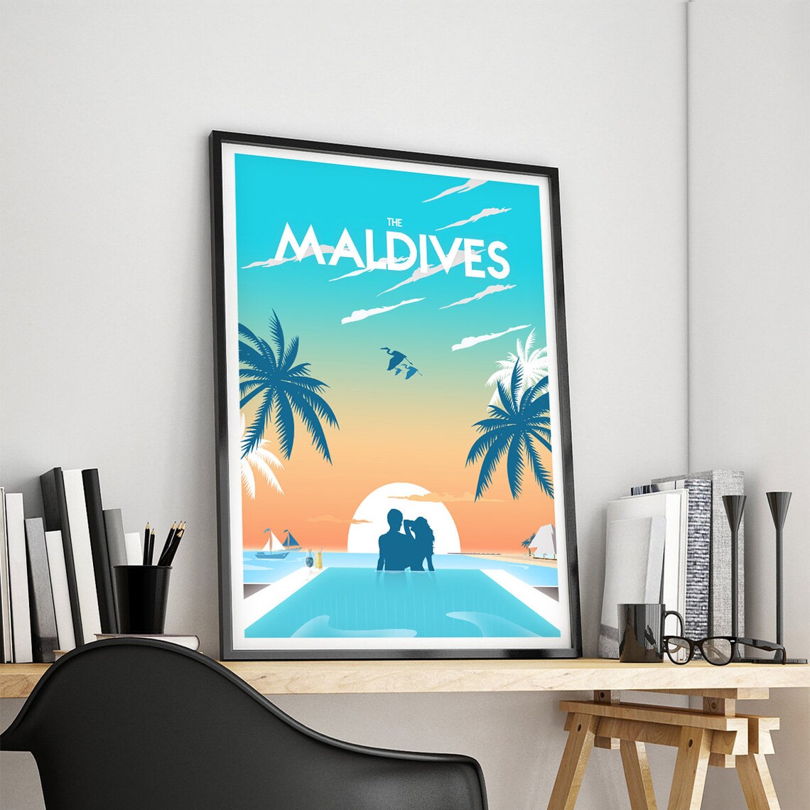 Visit the Maldives Poster Print Maldives Beach Art Print | Etsy UK