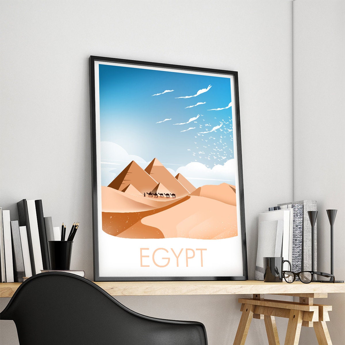 Great Pyramid of Giza Art Print Egypt Poster Print Travel - Etsy UK