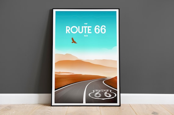 US Route 66 Poster Print Route 66 Wall Art Travel Poster - Etsy