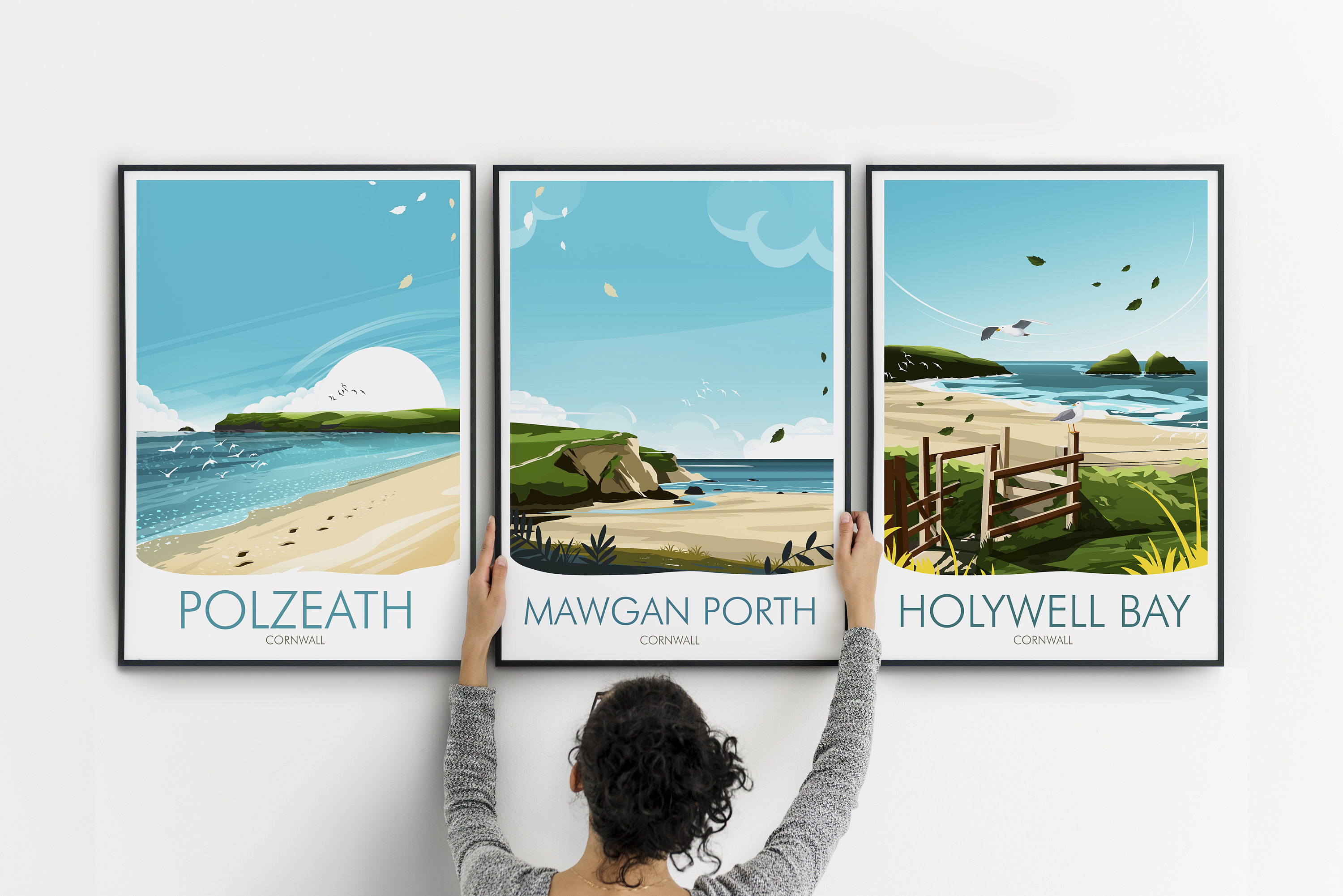 Cornwall Print Mawgan Porth Print Set of 3 - Etsy
