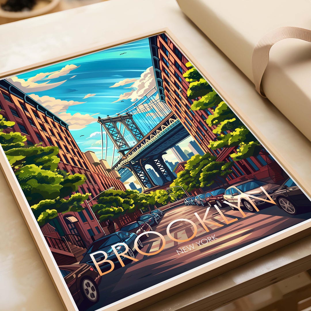 Brooklyn Traditional Travel Print, Brooklyn New York, Travel Prints ...