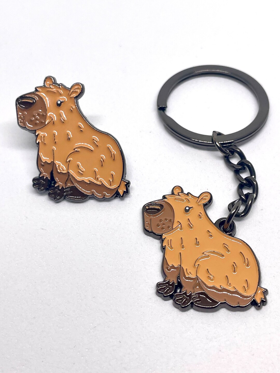 Capybara Key Chain & Capybara Enamel Pin Set Cute Capybara - Etsy