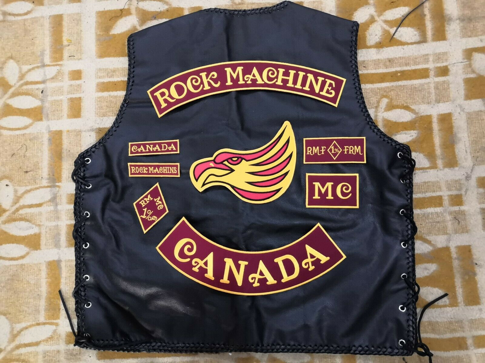 Rock Machine Motorcycle club lederen vest met geborduurde | Etsy Nederland