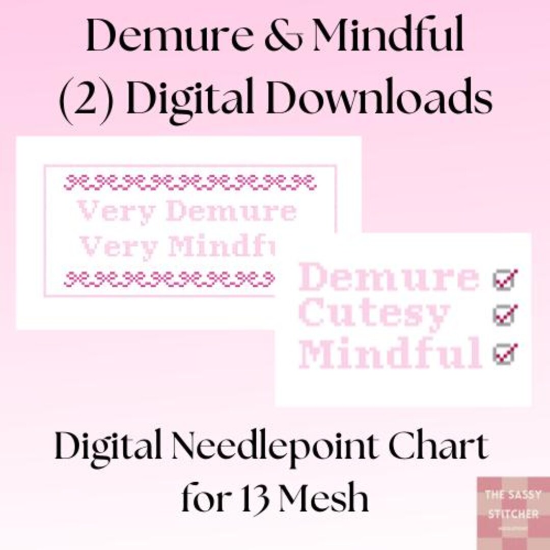 Very Demure and Mindful Cutesy Viral Tiktok Needlepoint Digital Chart ...