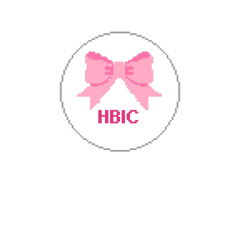 HBIC Pink Bow Needlepoint Digital Chart Download Round Ornament - Etsy