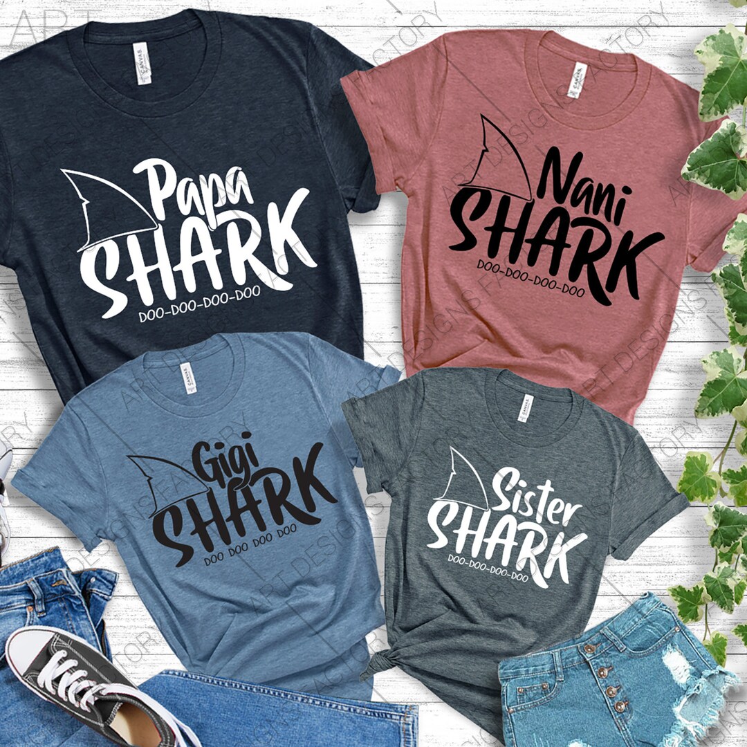 Family Shark Svg,papa Nani Gigi Sister Shark,doo Doo Cut Files,family ...