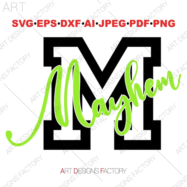 M Mayhem SVG cut file M MAYHEM logo SVG Mayhem Baseball | Etsy