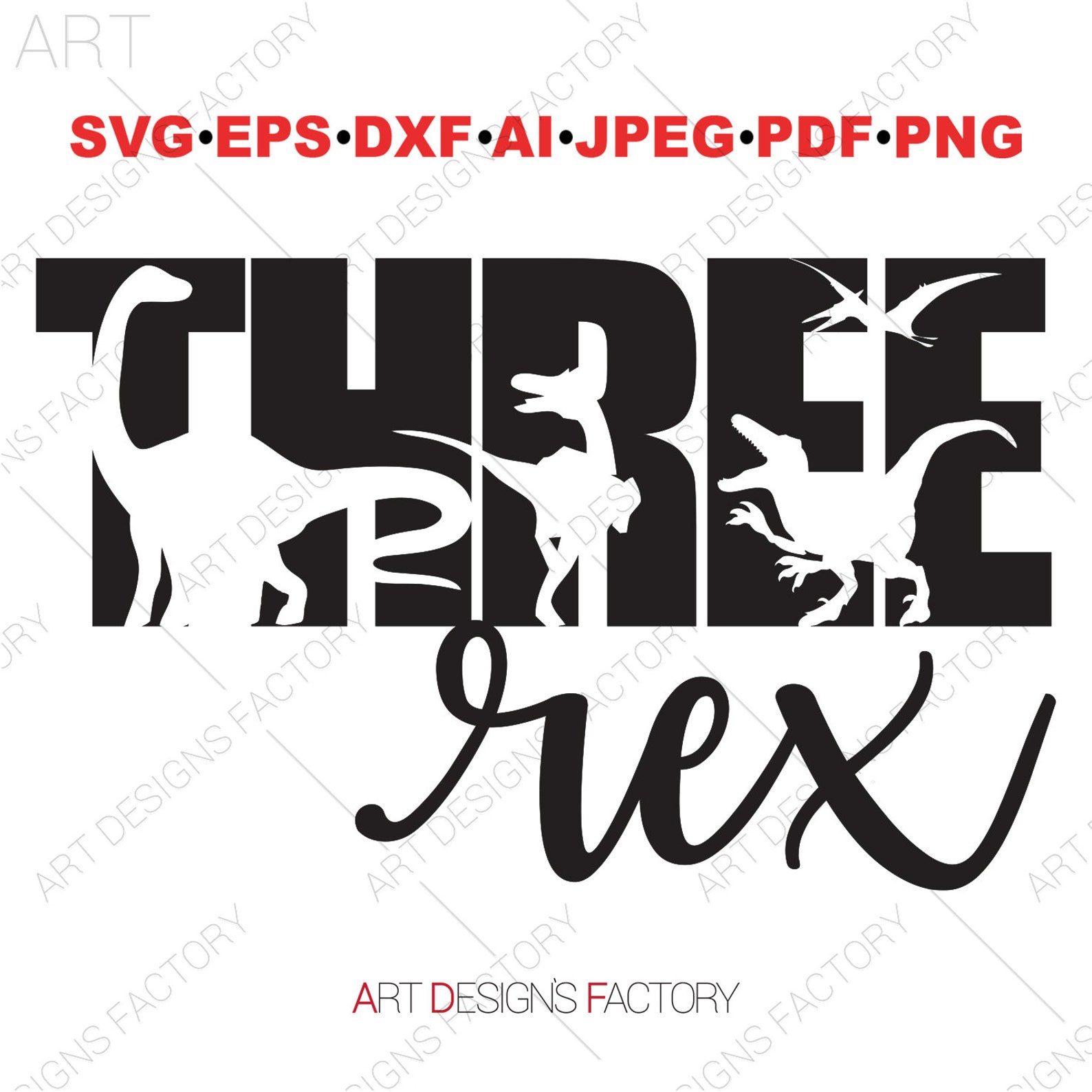 Three Rex Cut Filesthree Rex Birthday Svgthree T Rexthree - Etsy