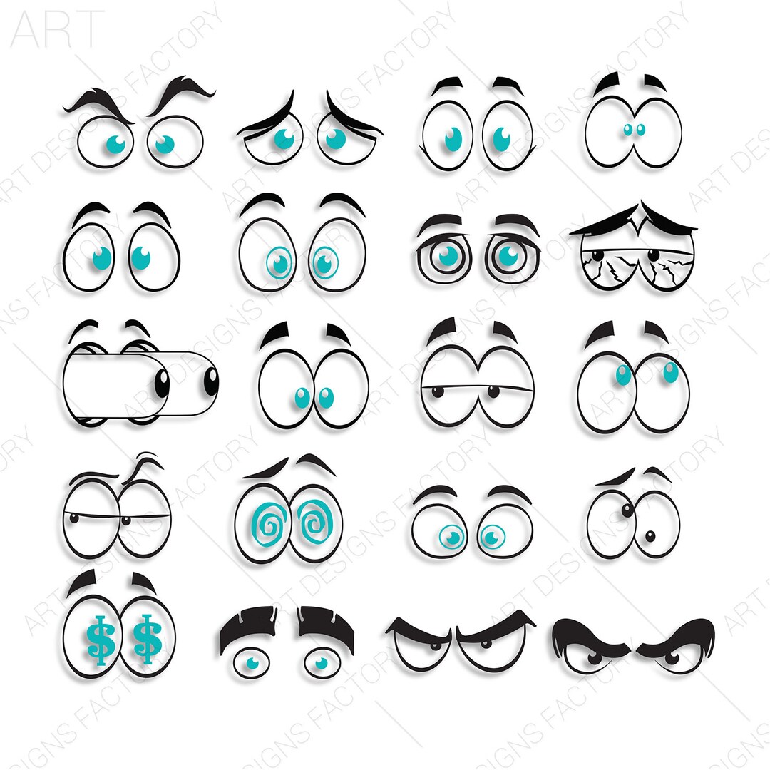Eyes Vectors, Funny Eyes Cut Files, Comic Eyes Svg, Dxf, Eps, Png, Ai ...