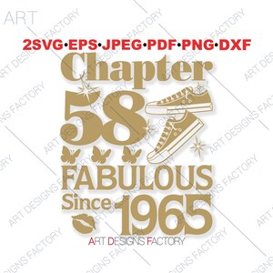 Chapter 58 Fabulous Since 1965 Svg,58th Birthday Svg,born in 1965 Svg ...