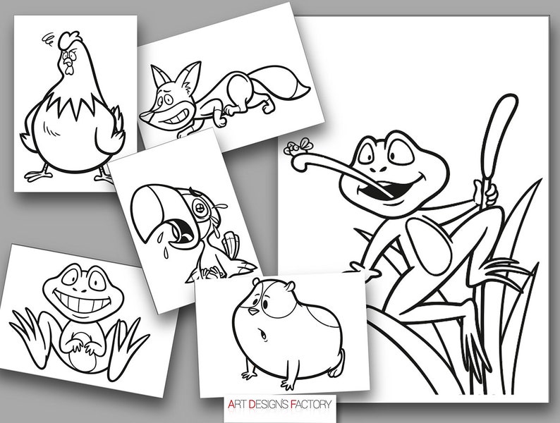 COLORING PAGES Pdf,cartoon Animals Series 02,printable Pages,cartoon ...