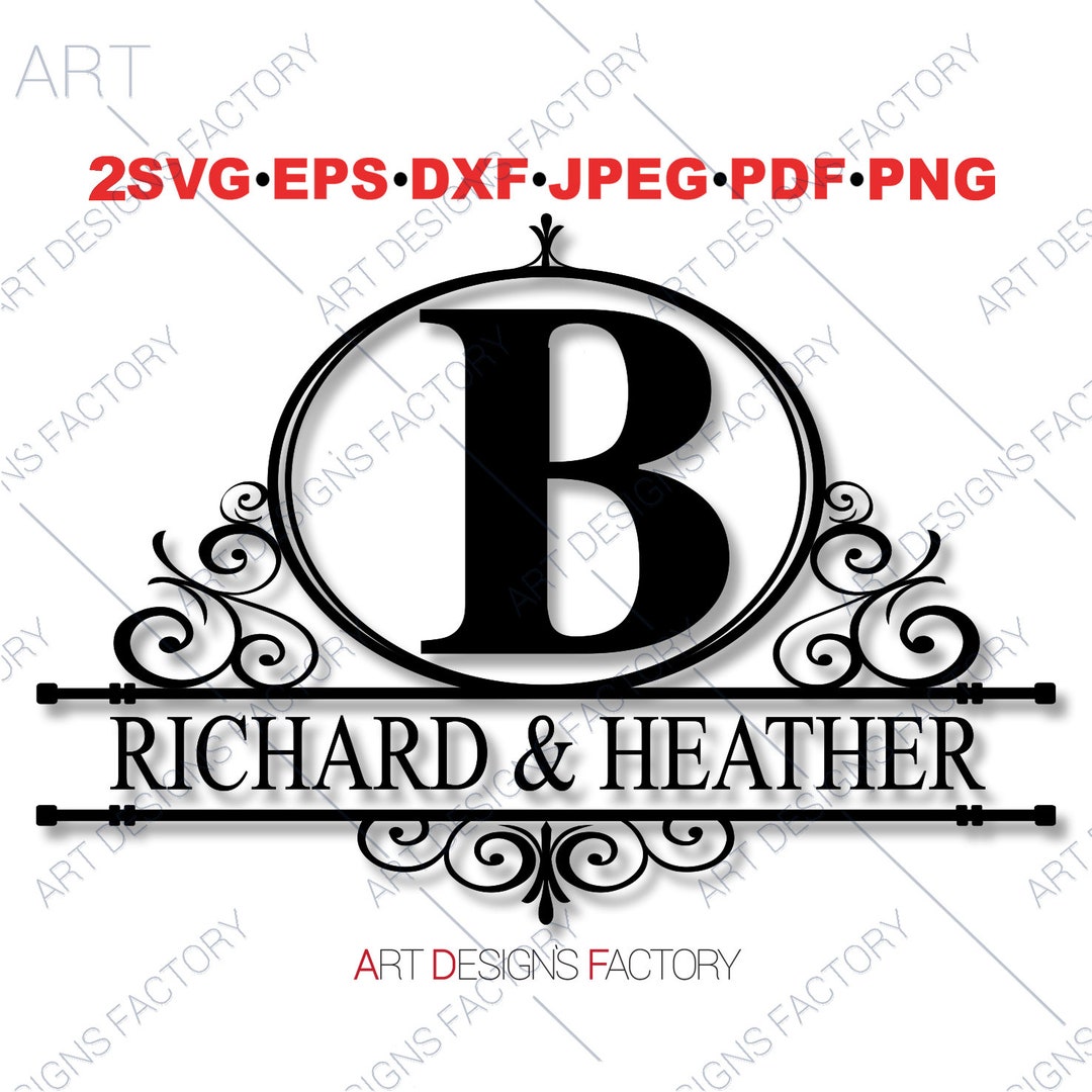 B Richard & Heather Monogram Letters Cut Files, Monogram Svg, Best ...