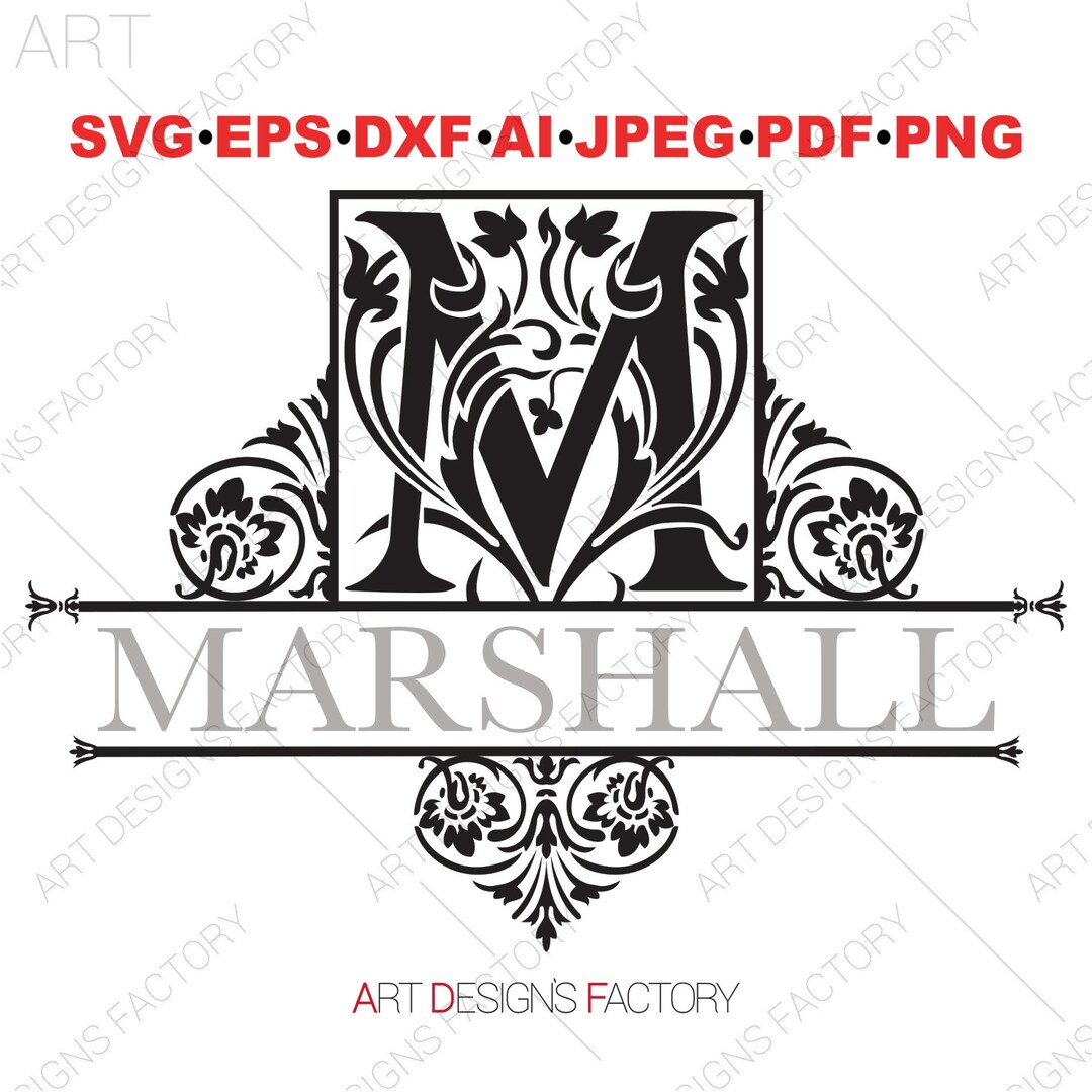 Split Monogram SVG, Split Font, Floral Letter Svg, Split Monogram ...