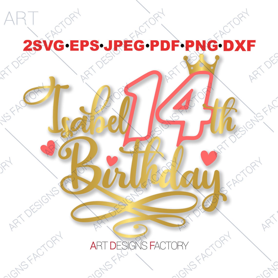 ISABEL 14th Birthday Cut Files 14th Birthday Svg Birthday - Etsy