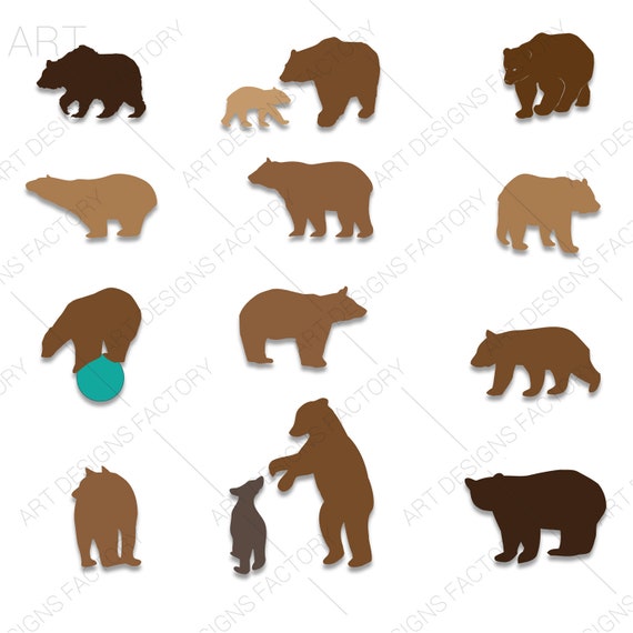 Bear Bundle Svgbear Silhouette Bear Svg Bear Svg Cut File | Etsy