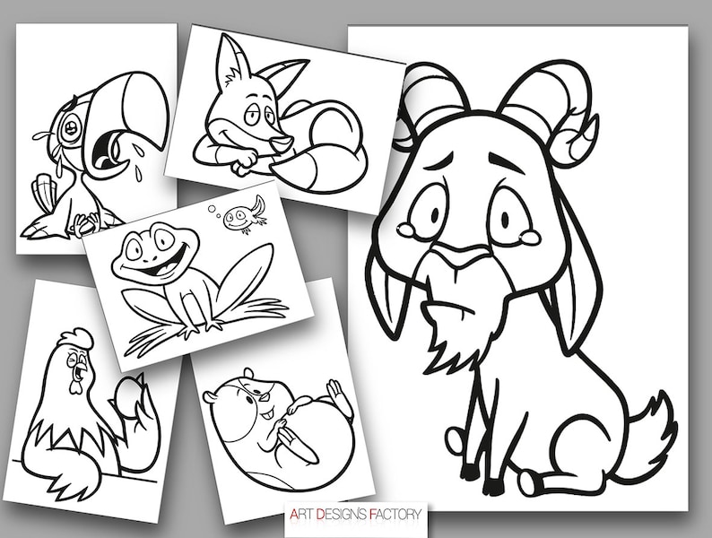 COLORING PAGES Pdf,cartoon Animals Series 02,printable Pages,cartoon ...